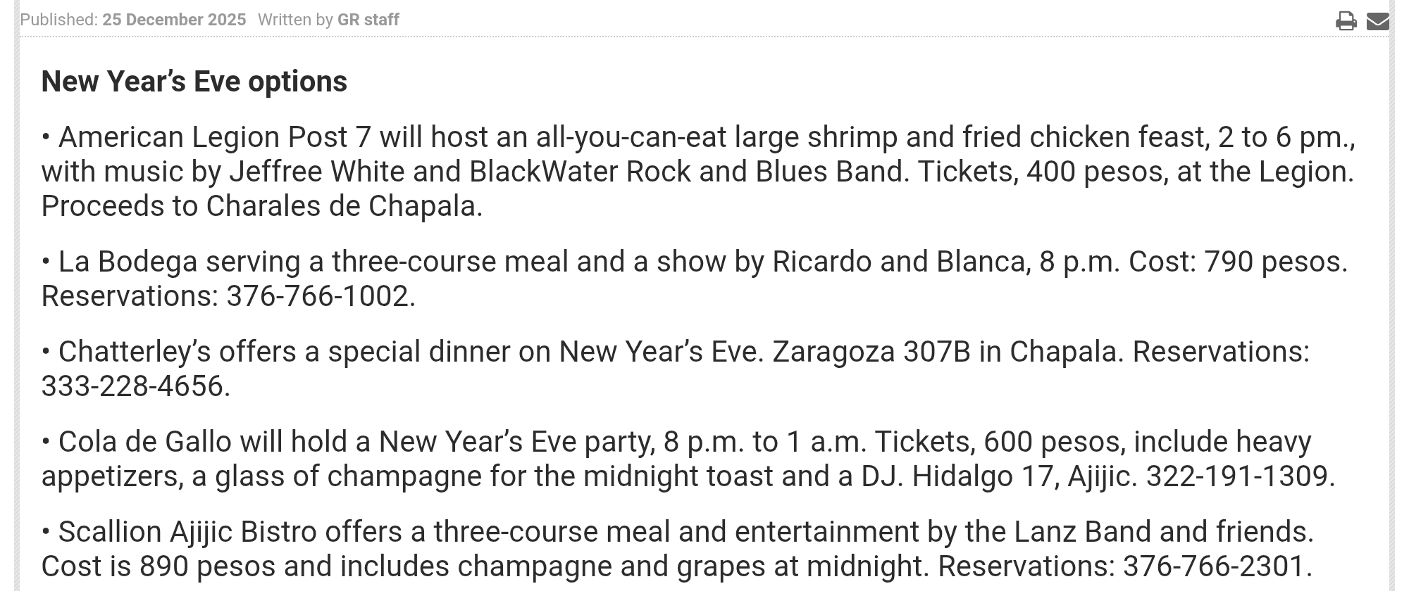 New Year's Eve options - La Cocina - Chapala.com Webboard
