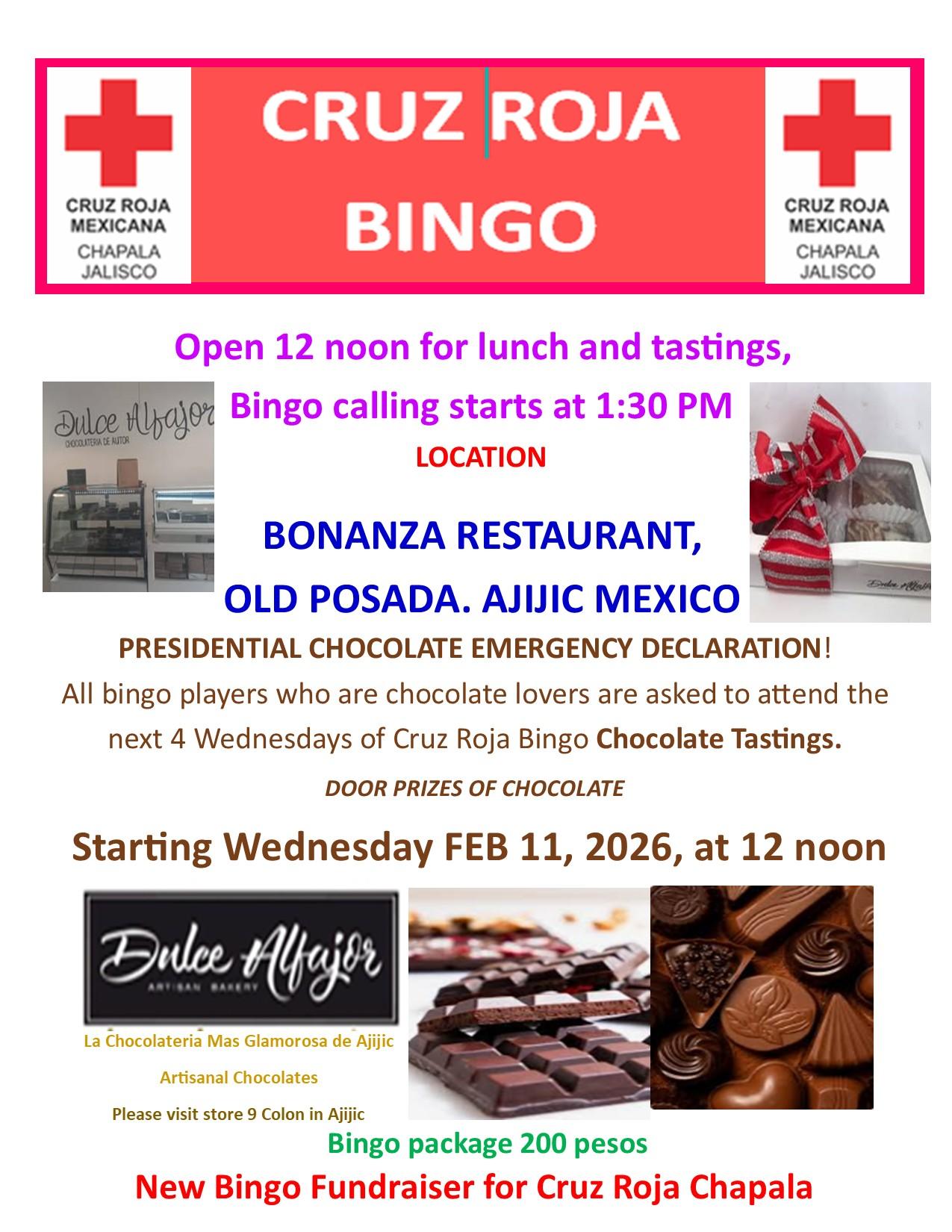 Chocolate Tasting by Cruz Roja bingo Feb 11, 2026 - Charitable and ...